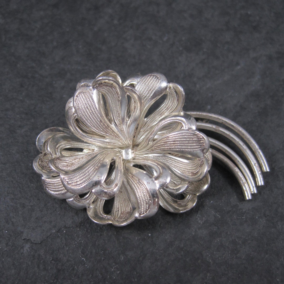 Vintage Sterling Silver Flower Brooch by Forstner | Antique Floral Pin ...
