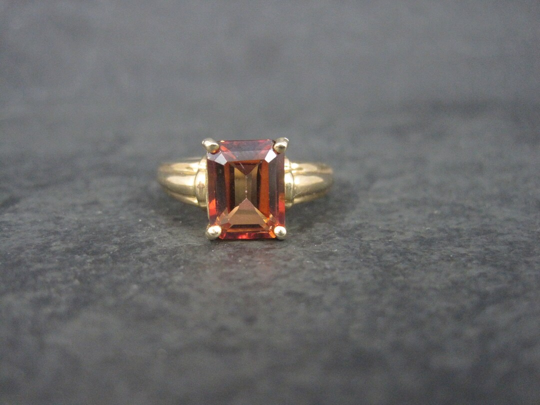Vintage 10K Red Orange Topaz Ring Size 6 - Etsy