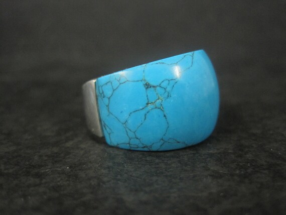 Chunky Sterling Turquoise Ring Size 6 Vintage Vintage - Gem