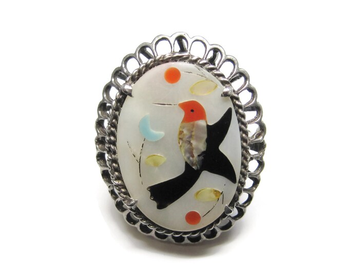 Vintage Zuni Sterling Inlaid Hummingbird Ring Size 6 - Etsy