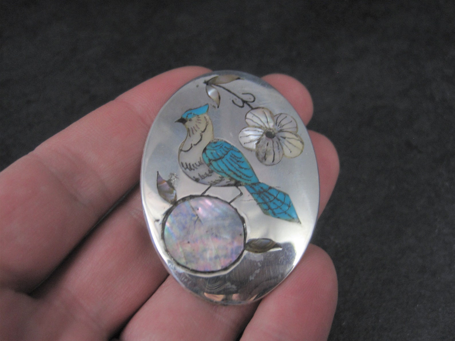 Large Native American Blue Jay Inlay Pendant Brooch Larry | Etsy