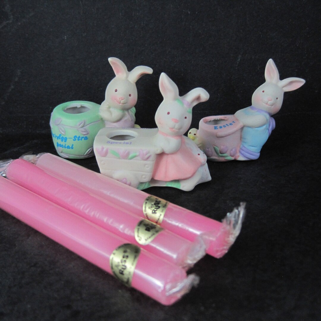 Set of 3 Easter Rabbit Candle Holders Russ Berrie - Etsy