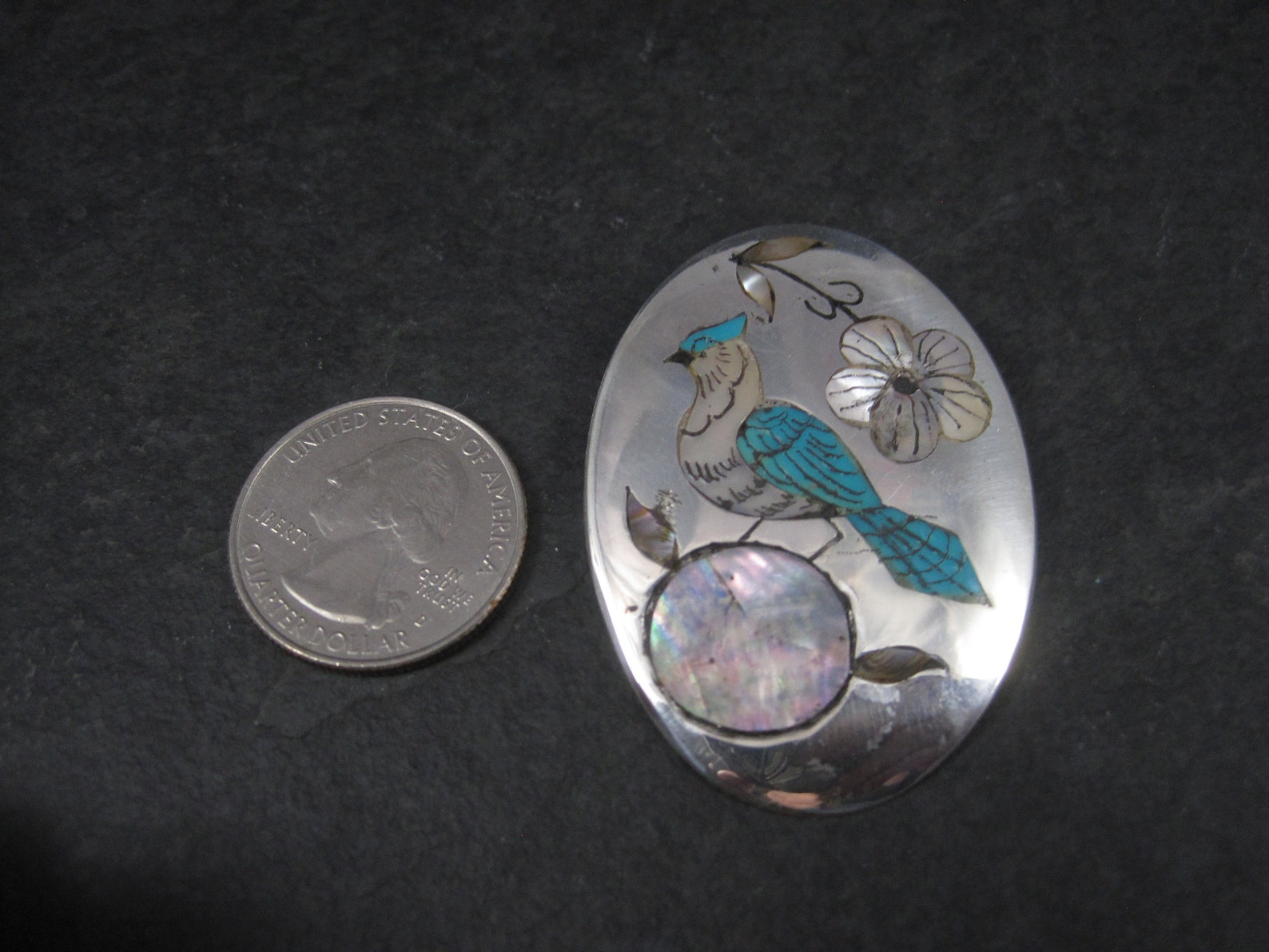 Large Native American Blue Jay Inlay Pendant Brooch Larry | Etsy