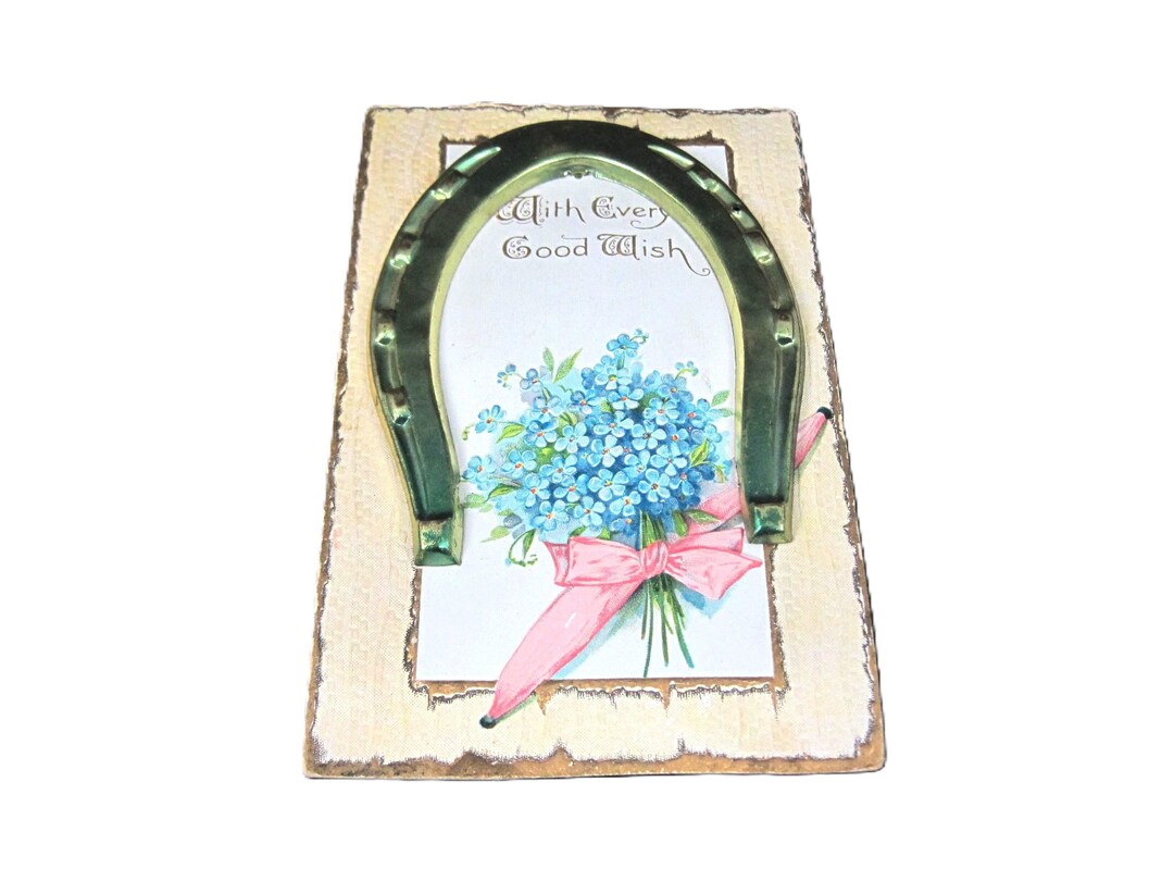 Vintage Good Wishes Good Luck Metal Horseshoe Postcard Never Used - Etsy