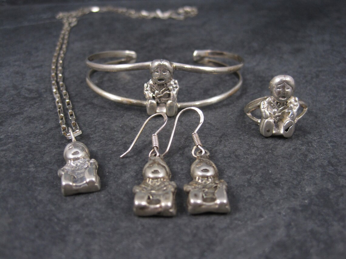 Vintage Sterling Navajo Storyteller Bracelet Ring Earrings Pendant ...