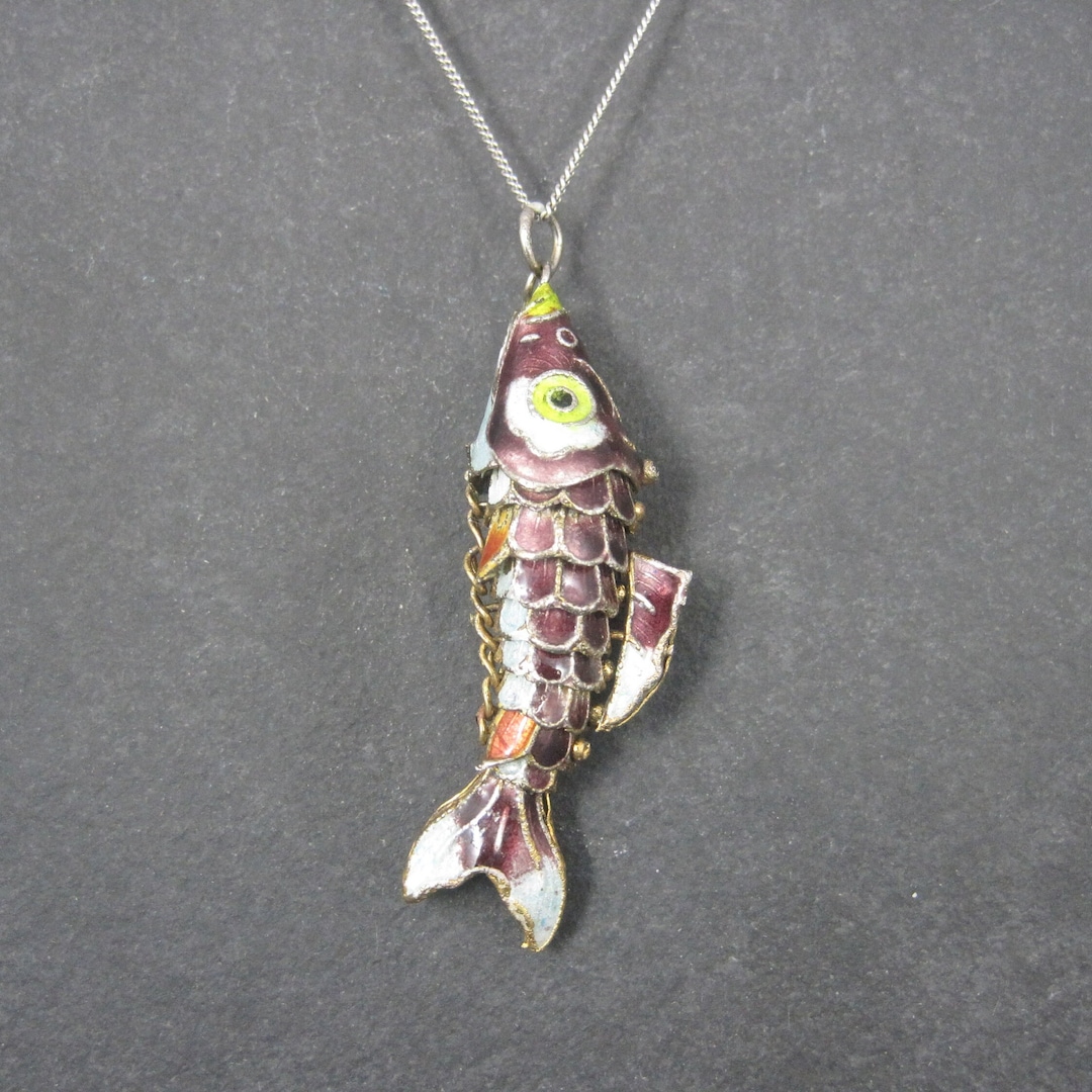 Vintage Cloisonne Enamel Fish Pendant Articulated Koi - Etsy