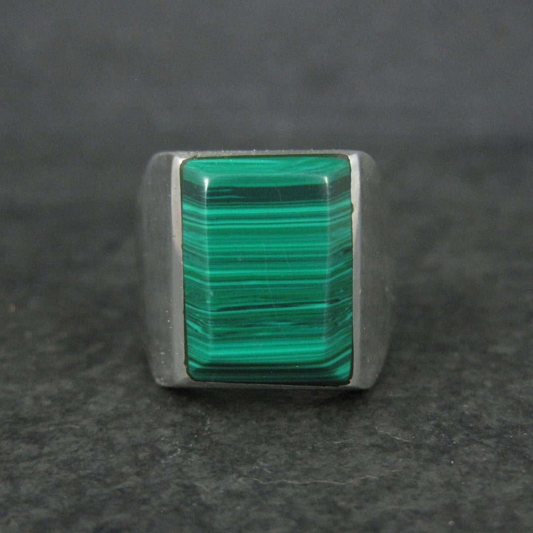 Mens Sterling Faux Malachite Ring Size 12 - Etsy