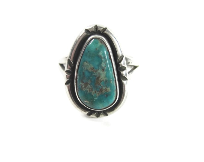 Vintage Navajo Turquoise Ring Sterling Size 6.5 Harcross Mine - Etsy