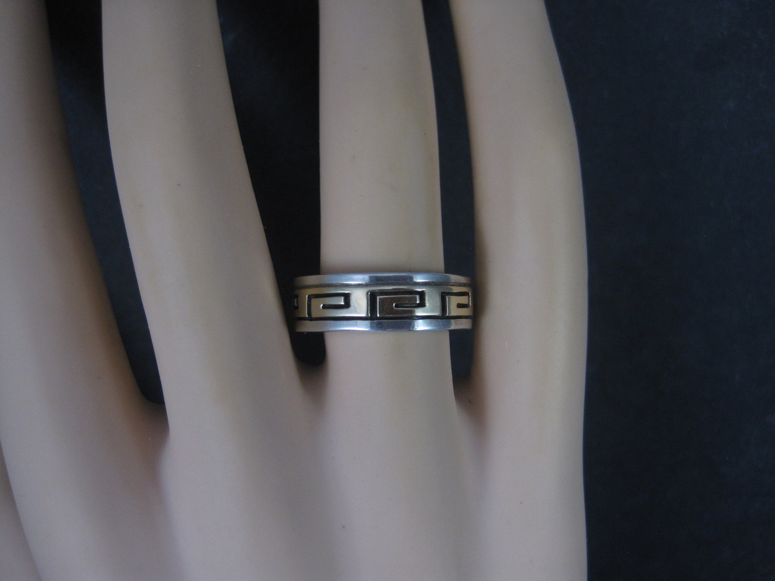 Vintage Sterling 14K Greek Key Band Ring Size 8 Navajo Scott - Etsy