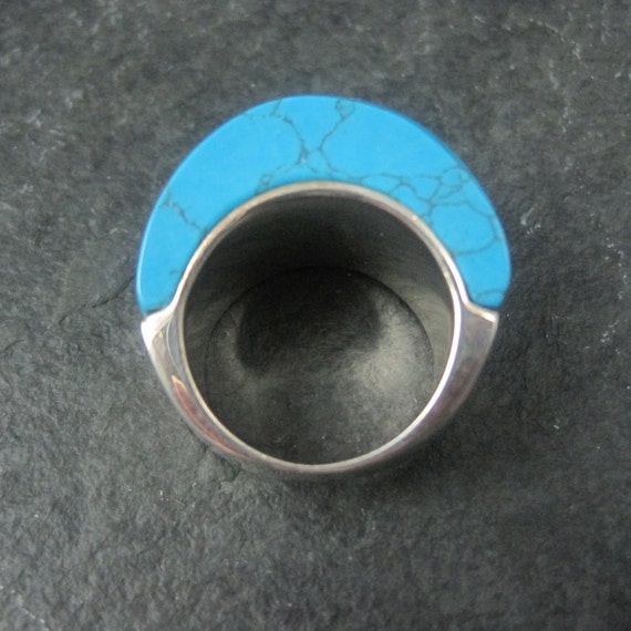 Chunky Sterling Turquoise Ring Size 6 Vintage Vintage - Gem
