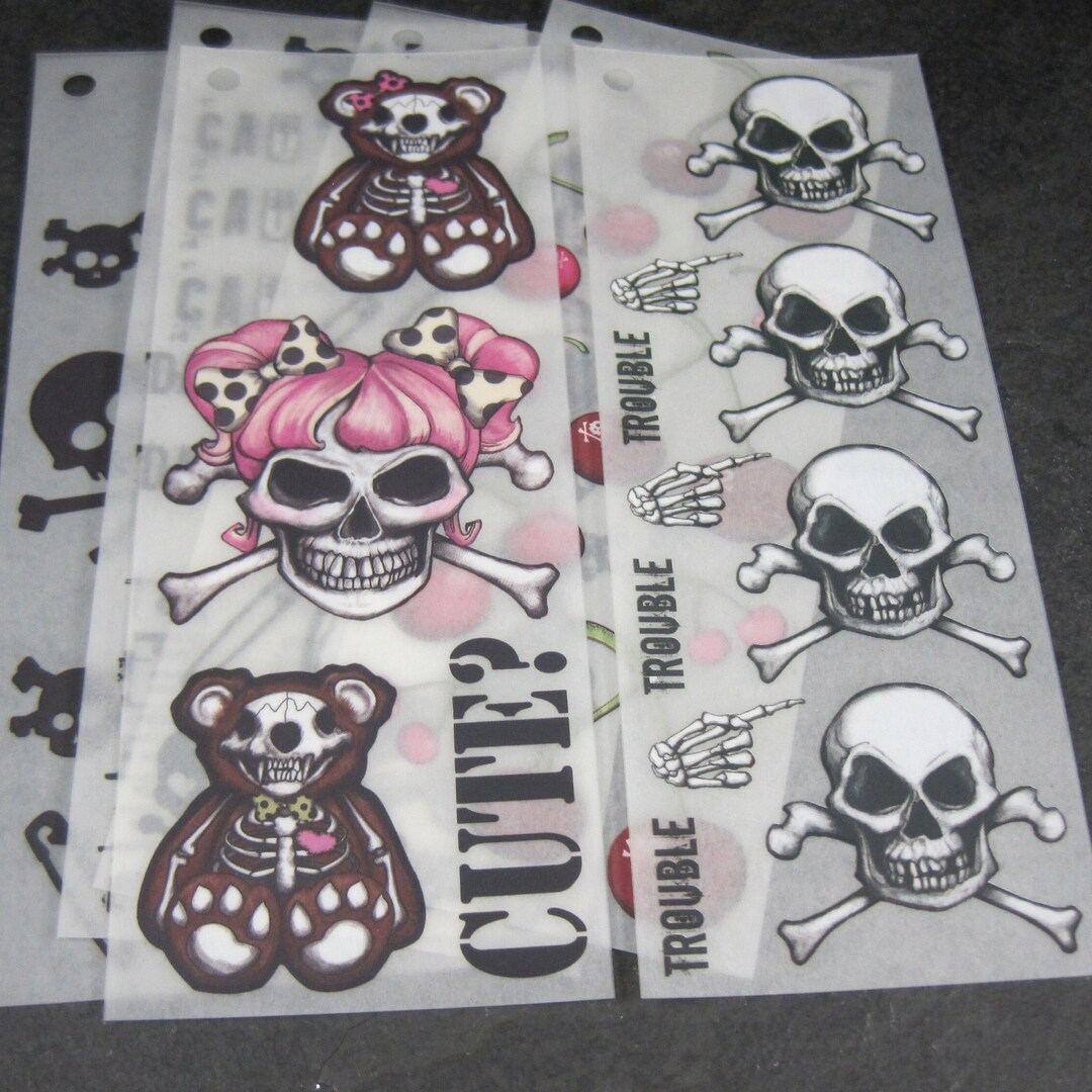 Set of Punk Girly Rebel Skull Rub Ons Scrapbooking Cardmaking - Etsy