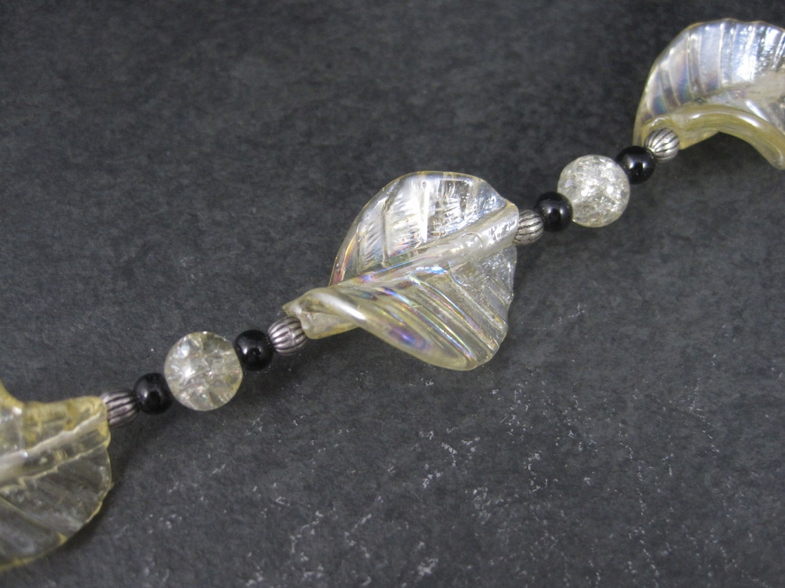 Iridescent Glass Leaf Bead Strand 22x30mm - Etsy