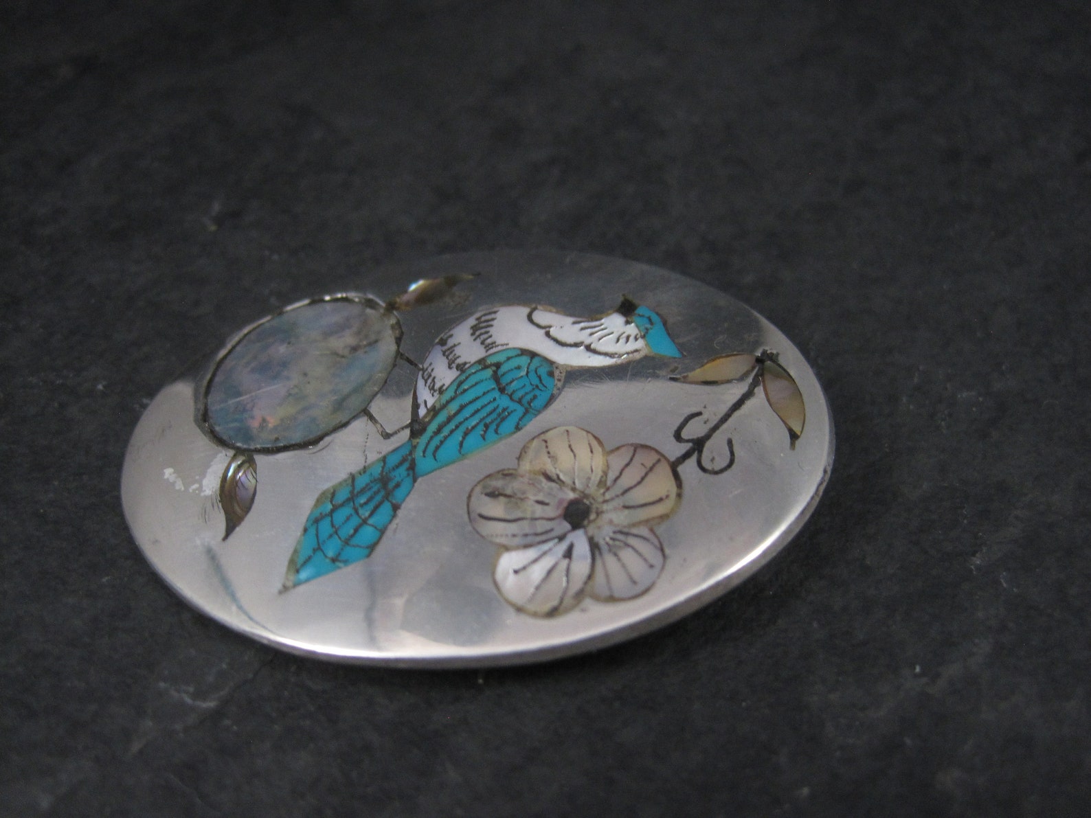Large Native American Blue Jay Inlay Pendant Brooch Larry Watchman - Etsy