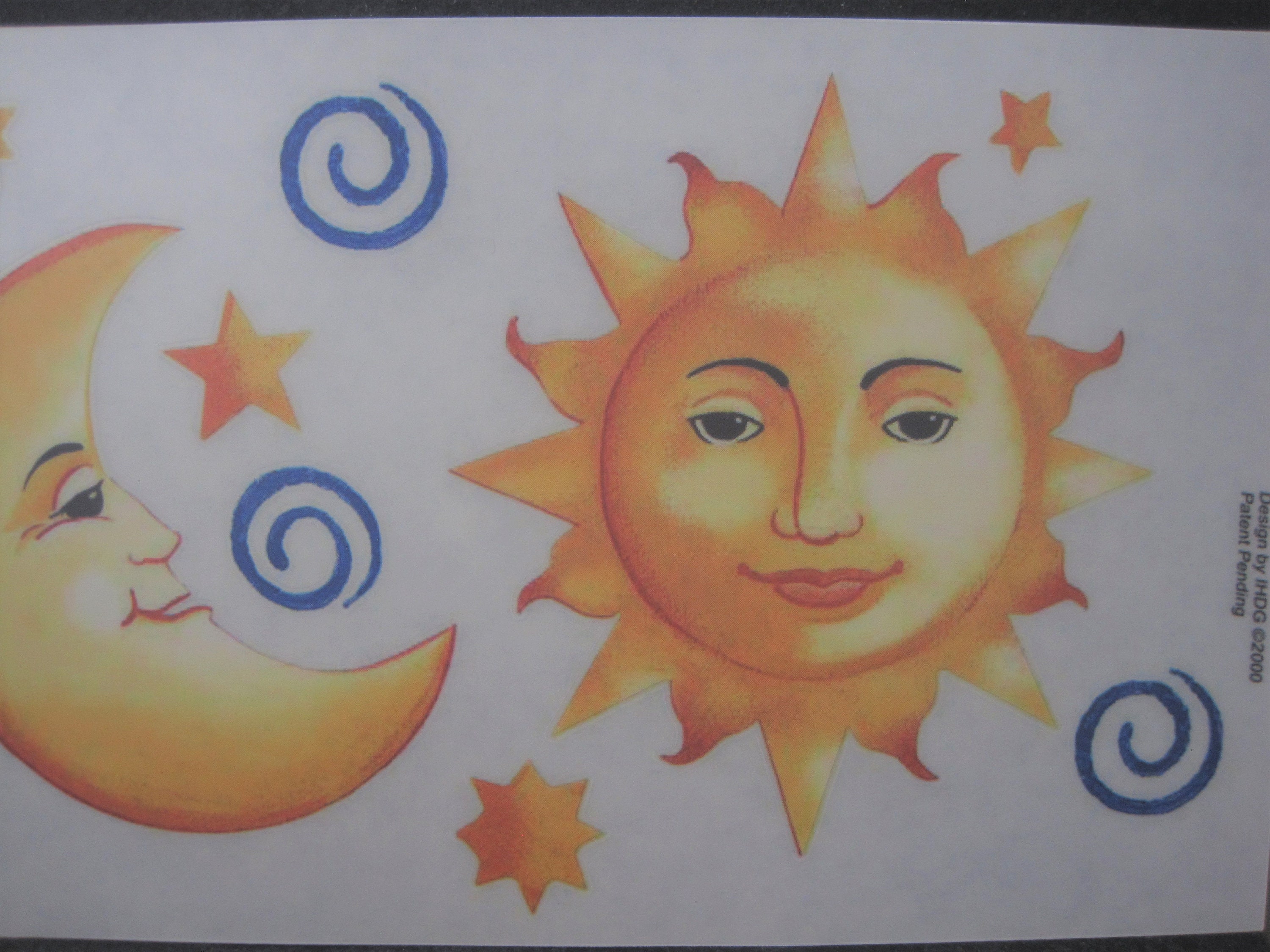 Large Celestial Sun Moon Stars Rub Ons 5.5X12 Inch Sheet | Etsy