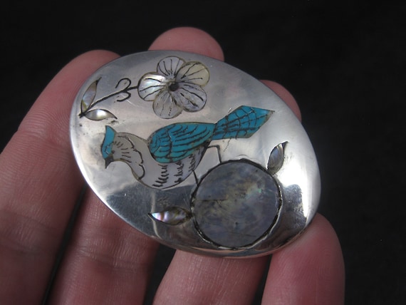 Large Native American Blue Jay Inlay Pendant Brooch L… - Gem