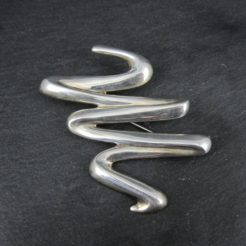 Silver Squiggle Brooch - Etsy