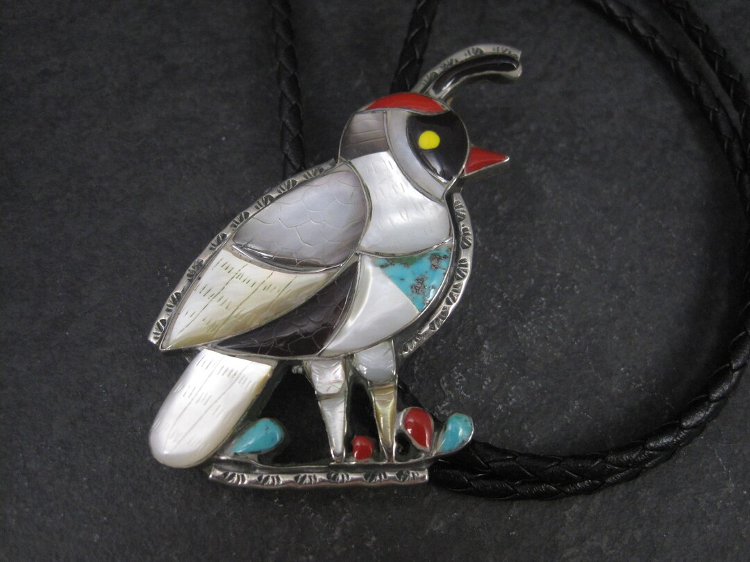 Large Vintage Southwestern Sterling Inlay Quail Bolo Tie - Etsy