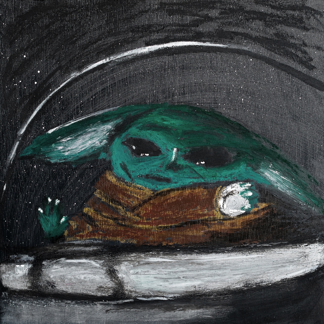 GROGU, MANDALORIAN ART, Small Oil Painting, Star Wars Wall Art ...