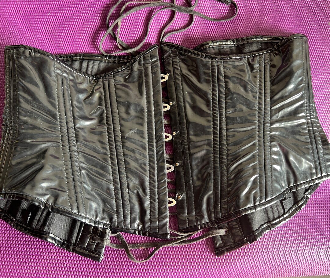 Black PVC Underbust Corset - Etsy
