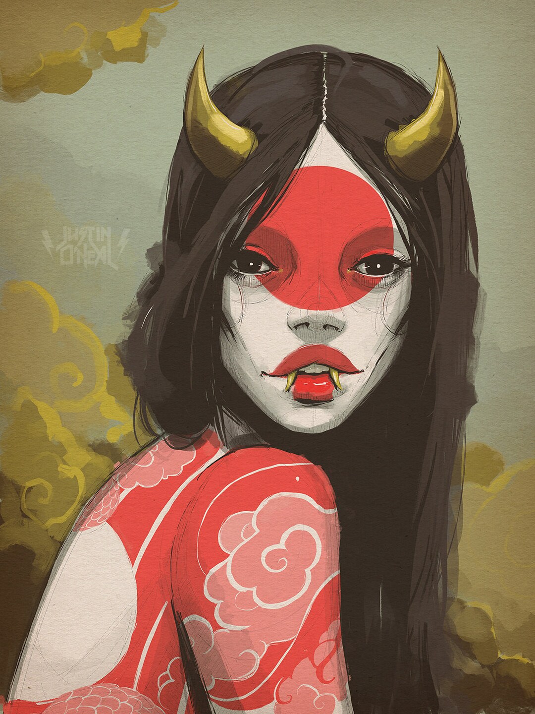 Yokai IX - Fine Art Print - 9x12 - Etsy