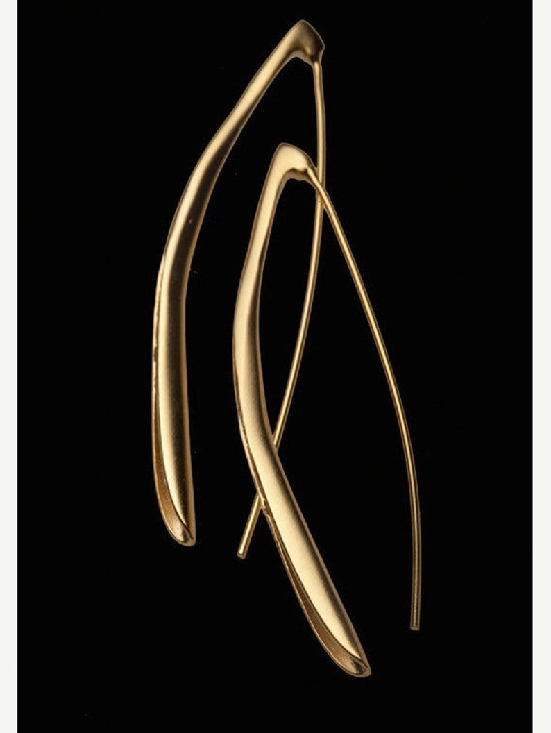 Gold Hook Earringslong Elegant Earrings Everyday Long Gold - Etsy