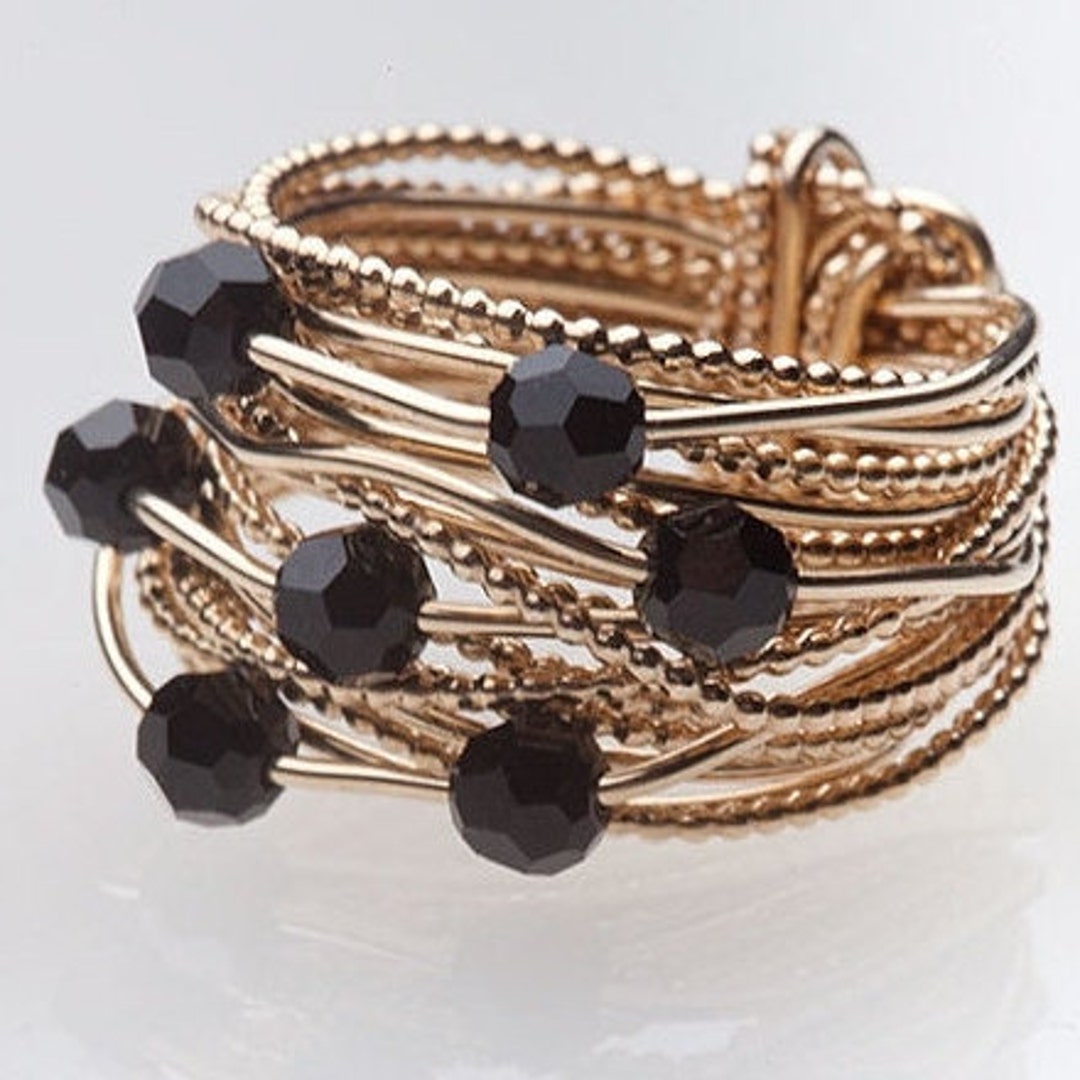 Black Gold Layered Ring Fashion Jewelry Gold Stackable Ring - Etsy