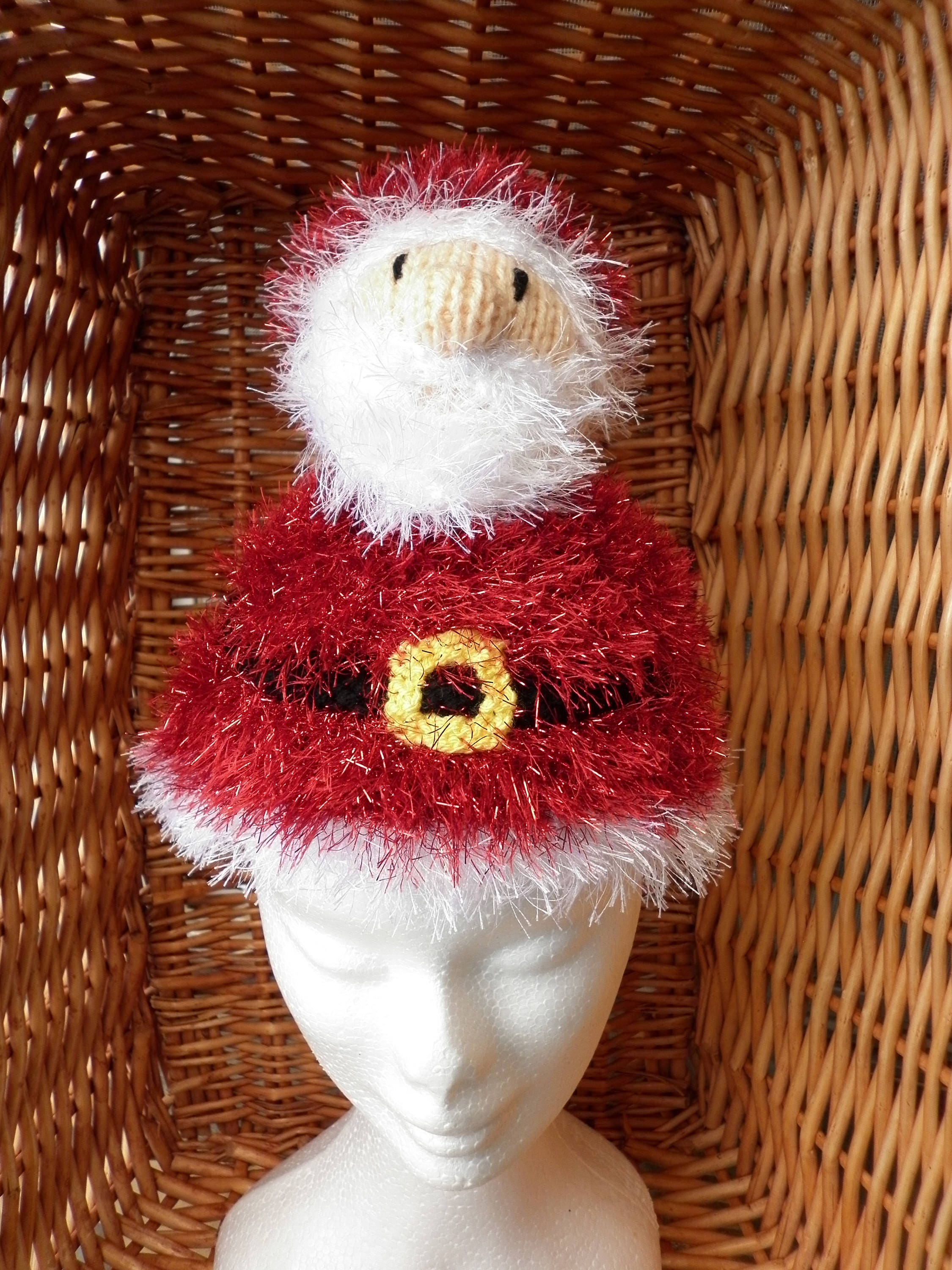 Red and white tinsel Santa Hat to fit a child 5-8 years old | Etsy