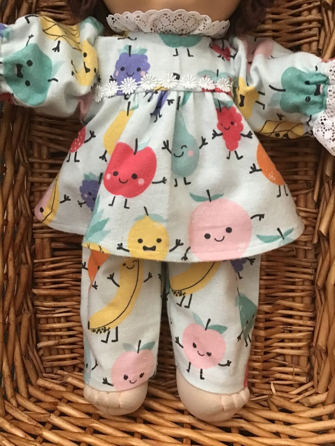 Girls' Blue Flannelette Pyjama Set With a Fruit Design to Fit Your 16 ...