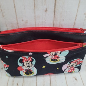 Minnie Mouse Double Zippered Pouch / Zippered Make-up Bag / Fabric ...