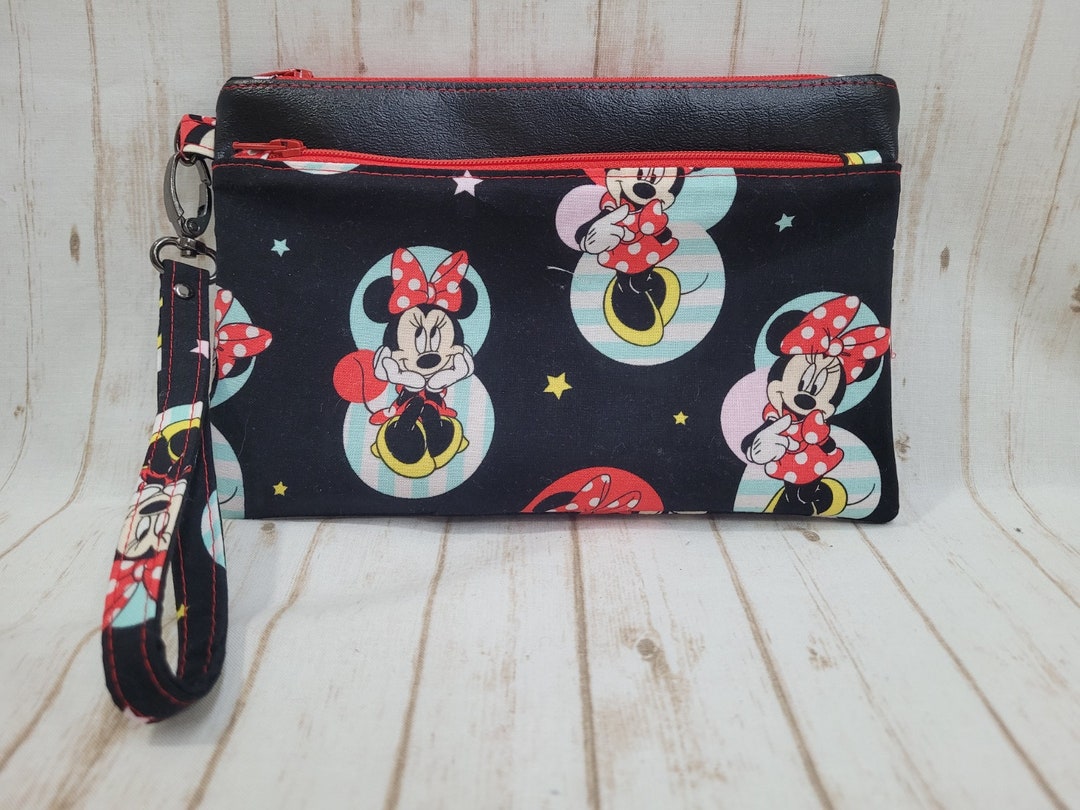 Minnie Mouse Double Zippered Pouch: Fabric & Vinyl Clutch - Etsy
