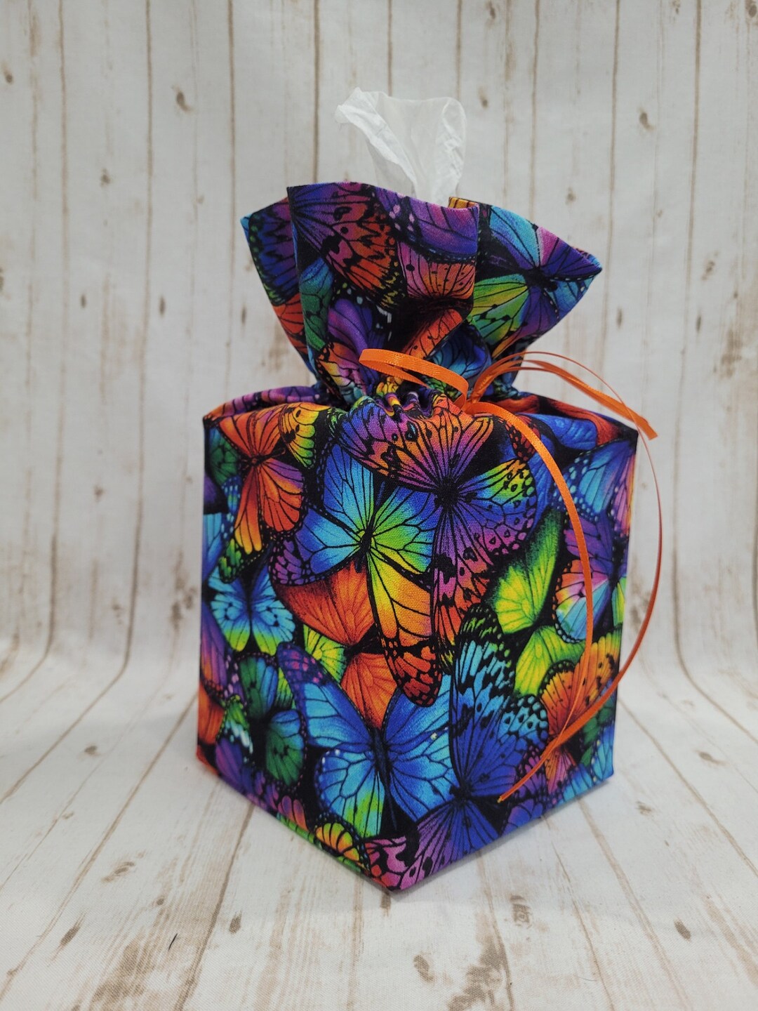 Bright Butterflies Tissue Box Cover, Handmade Tissue Box Cover With ...