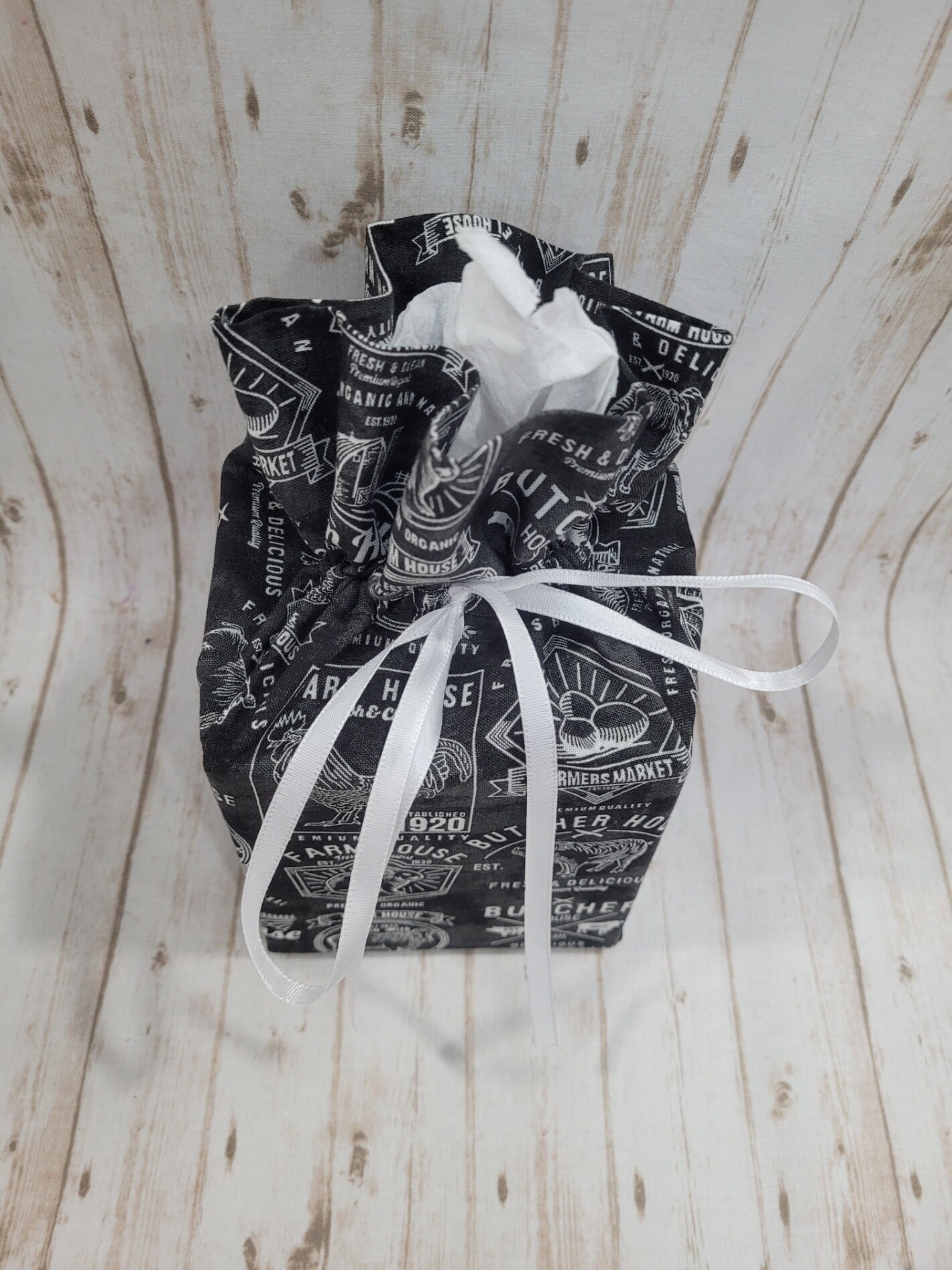 Farm House Tissue Box Cover, Handmade Tissue Box Cover With Ribbon, Square Tissue Box Cover - Etsy