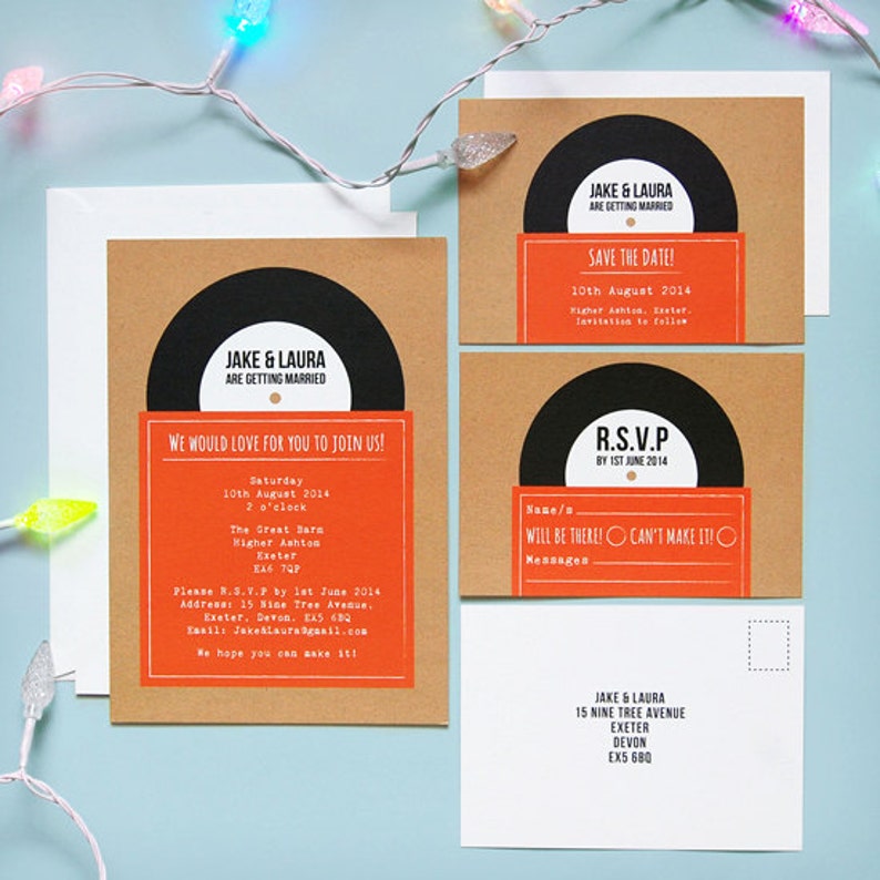 Record Wedding Invitation Record Save the Date Retro Wedding | Etsy UK