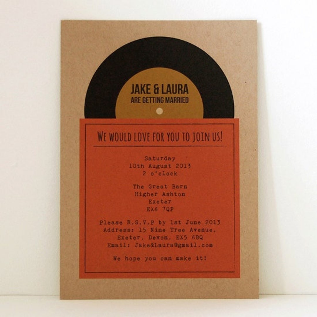 Record Wedding Invitation, Record Save the Date, Retro Wedding ...