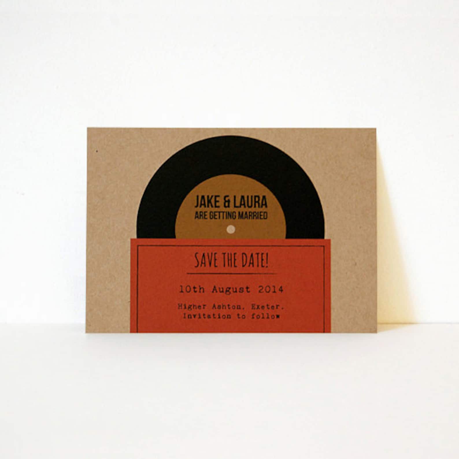 Record Wedding Invitation, Record Save the Date, Retro Wedding ...