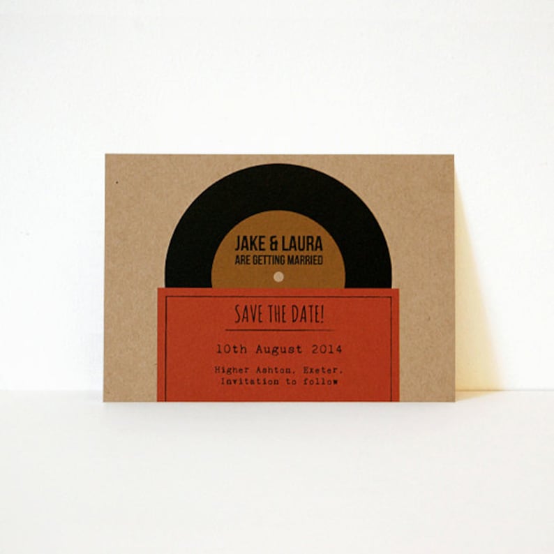 Record Wedding Invitation, Record Save the Date, Retro Wedding ...