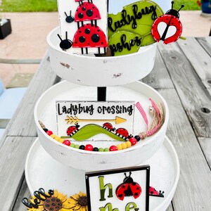 Ladybug Tiered Tray Decor Bundle 8pcs, Porch Decor Ideas, Summer ...