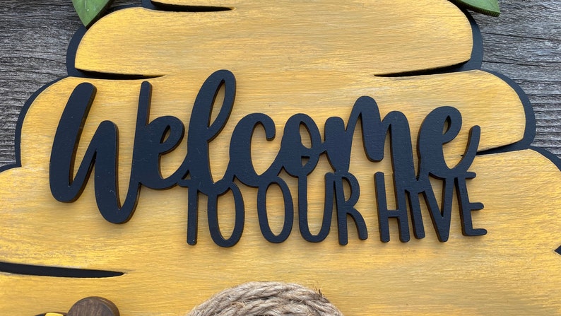 Bee Hive Sign Welcome Sign for Wreaths Bee Door Hanger | Etsy