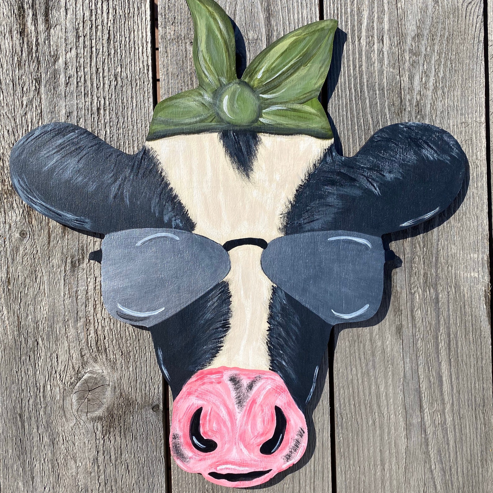 Painted Cow Sign Cow Wreath Attachment Wooden Cow Sign Cow | Etsy