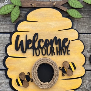 Bee Hive Sign Welcome Sign for Wreaths Bee Door Hanger | Etsy