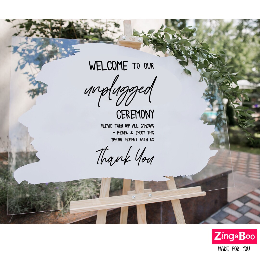 Unplugged Ceremony Sign, Vinyl Sticker, Unplugged Wedding Sign Decal ...