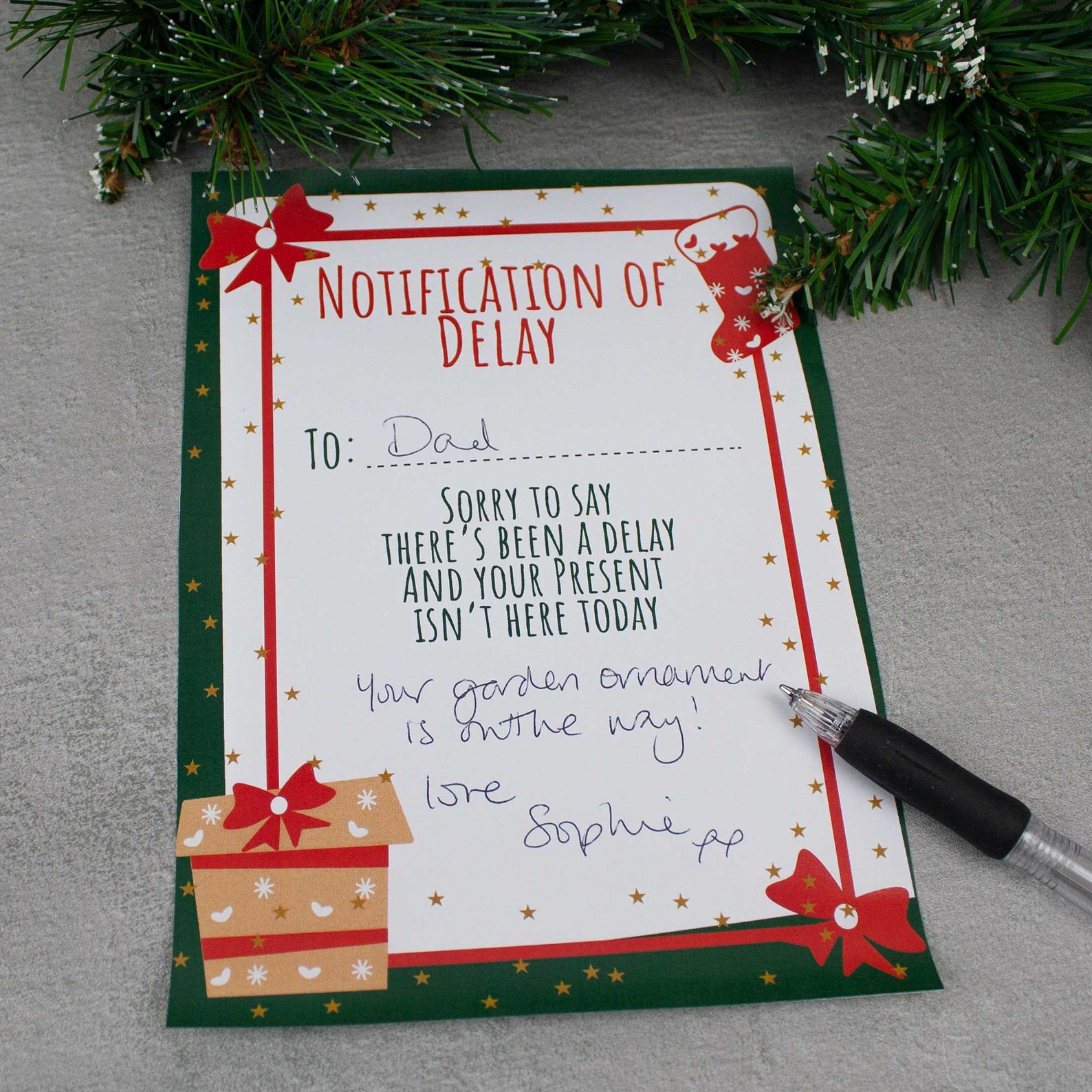 Delayed Christmas Gift, INSTANT DOWNLOAD, Printable, Missing Christmas ...