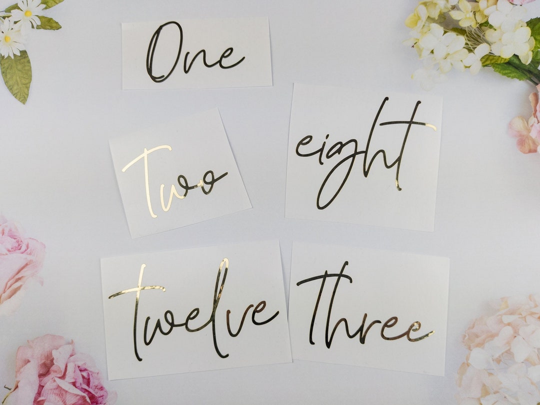 Table Number Sticker, Elegant Wedding Reception Vinyl Decal Numbers ...