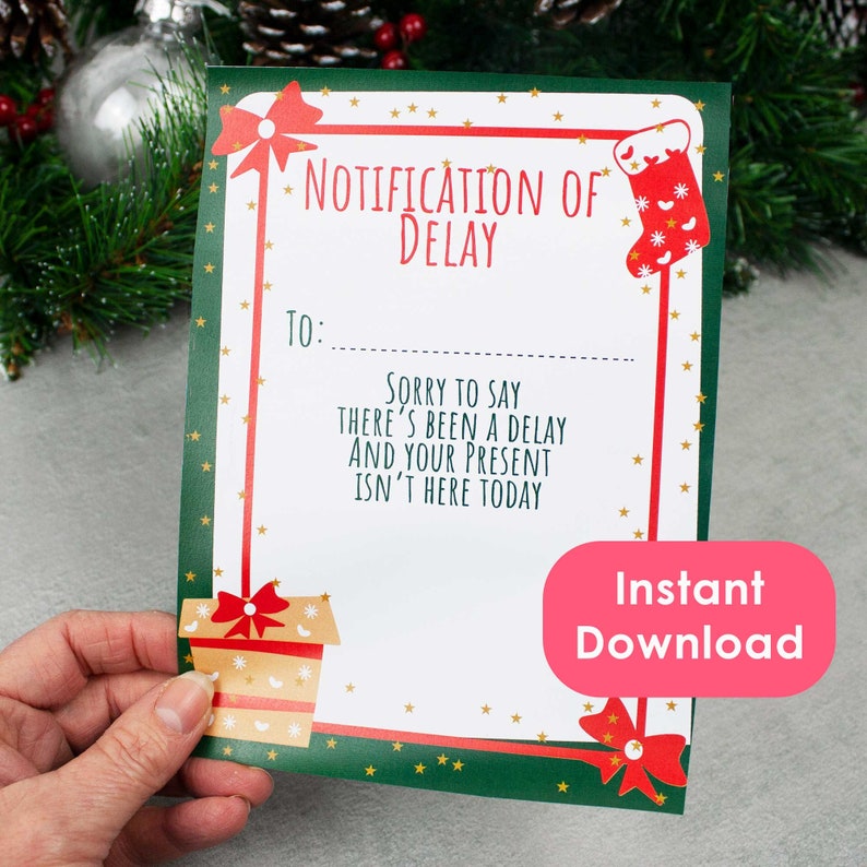 Delayed Christmas Gift, INSTANT DOWNLOAD, Printable, Missing Christmas ...