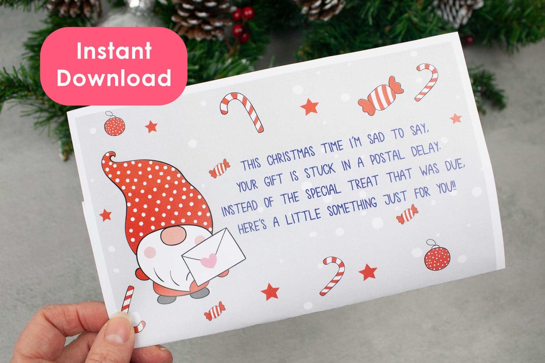 Print at Home Late Christmas Gift, INSTANT DOWNLOAD, Delayed Present ...