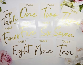Table Number Sticker, Elegant Wedding Reception Vinyl Decal Numbers ...