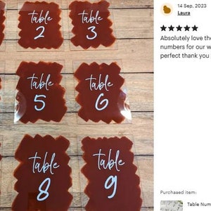 Table Number Sticker, Elegant Wedding Reception Vinyl Decal Numbers ...