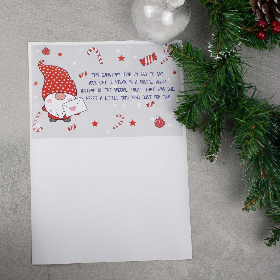 Late Christmas Gift Notification, Postal Delay Printable (instant ...