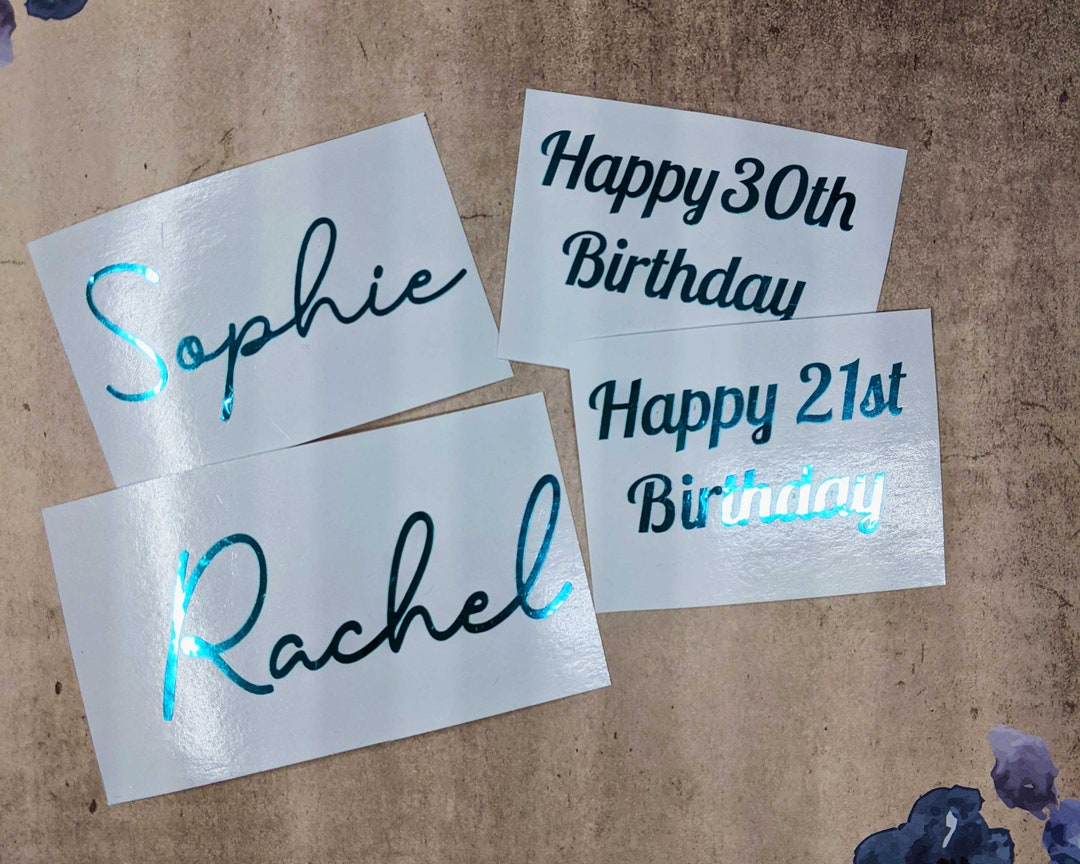 Personalised Birthday Name Age Stickers, Apply to a Gin Glass or ...