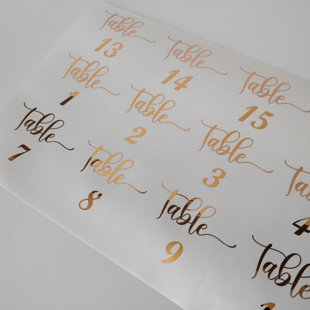 Table Number Vinyl Stickers, Available in Many Colours and Two Sizes to ...
